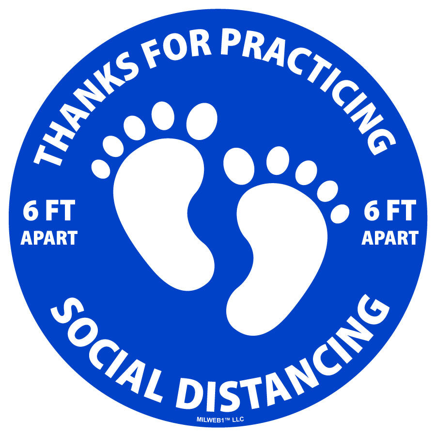 Thanks For Practicing Social Distancing with Feet Floor Decals — Milweb1